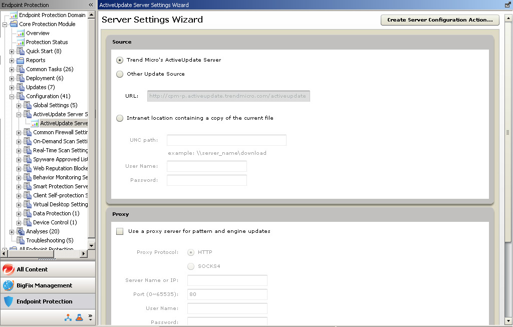 ActiveUpdate Server Settings Wizard